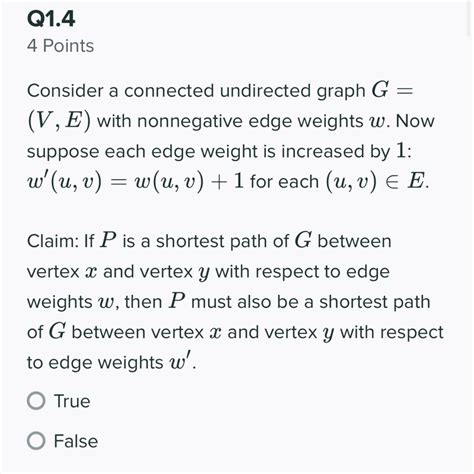 Solved Q Points Consider A Connected Undirected Graph Chegg