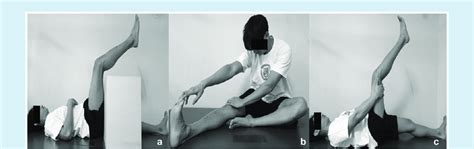 A 90 90 Hamstring Flexibility Test B Static Hamstring Stretching Download Scientific