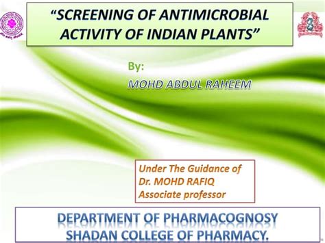 Screening Of Antimicrobial Activity Pptx
