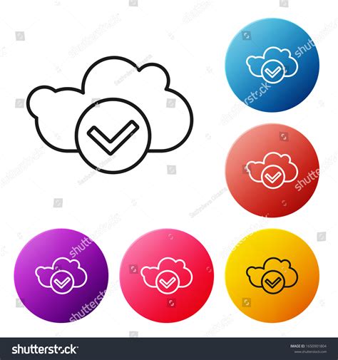 Black Line Cloud Check Mark Icon Stock Vector Royalty Free Shutterstock
