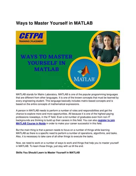 Ppt Ways To Master Yourself In Matlab Powerpoint Presentation Free