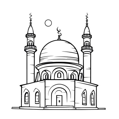 Gambar Lukisan Masjid Islam Lakaran Rangka Vektor Lukisan Sayap Lukisan Masjid Rangka Masjid