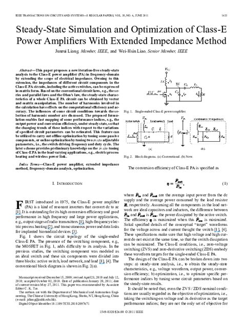Pdf Steady State Simulation And Optimization Of Class E Power