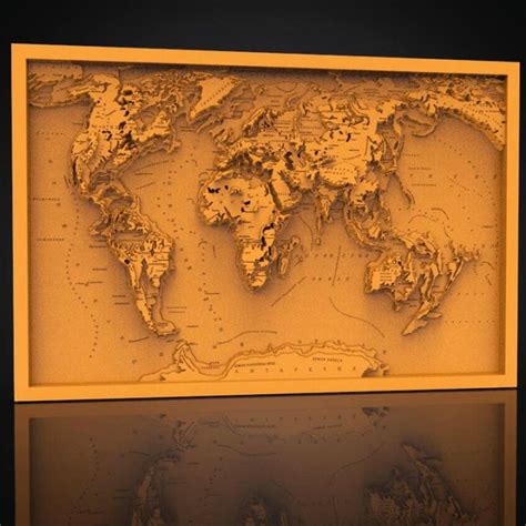 3d Stl Model World Map For Cnc Router Engraver Carving Machine Relief Artcam Aspire Cnc File