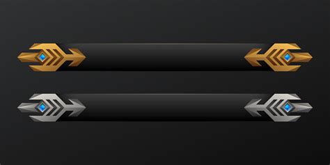 판타지 금색과 은색 테두리 하단 세 번째 게임 인터페이스 화면 제목 배너 게이밍 스테이션에 대한 스톡 벡터 아트 및 기타 이미지