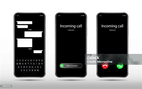 전화 통화 및 채팅 화면 현실적인 스마트 폰 모형 수신 전화 거부 버튼 및 슬라이더 수락 모바일 키보드 벡터 템플릿 개념에 대한 스톡 벡터 아트 및 기타 이미지 Istock
