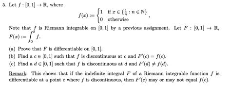 solved let f [0 1] → r where f x 1 if x ∈ {1 n n ∈