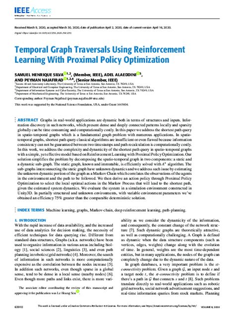 Pdf Temporal Graph Traversals Using Reinforcement Learning With Proximal Policy Optimization