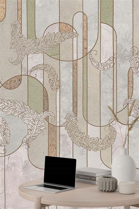 Beige Floral Arch Geometric Wallpaper For Walls Morphico