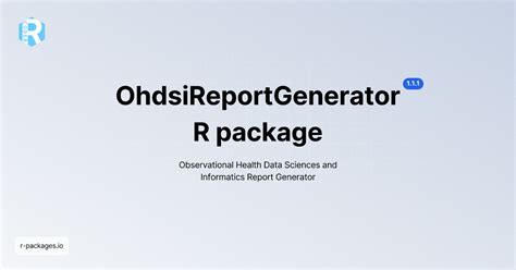 Ohdsireportgenerator R Package Documentation R Packages
