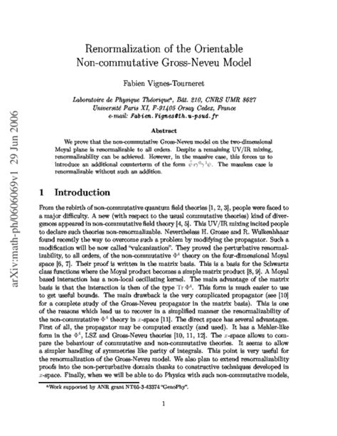 Pdf Renormalization Of The Orientable Non Commutative Grossneveu Model