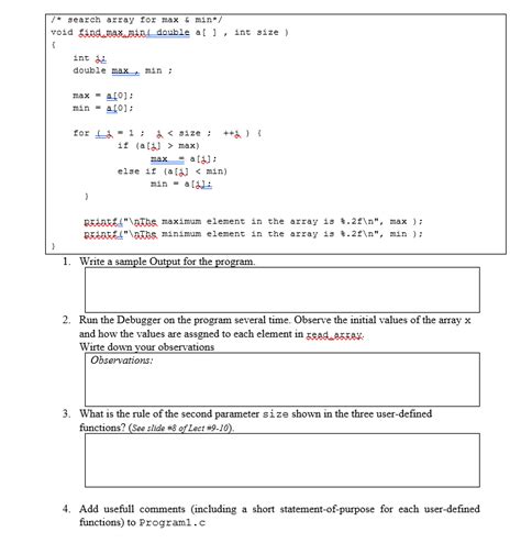 Solved Search Array For Max And Min Void Find Maxmind