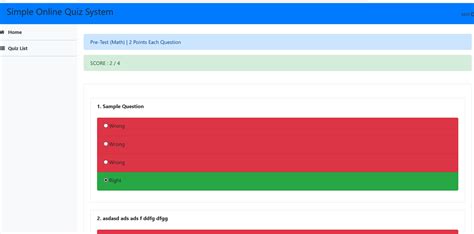 Simple Online Quiz System Project Using Php Mysql Campcodes