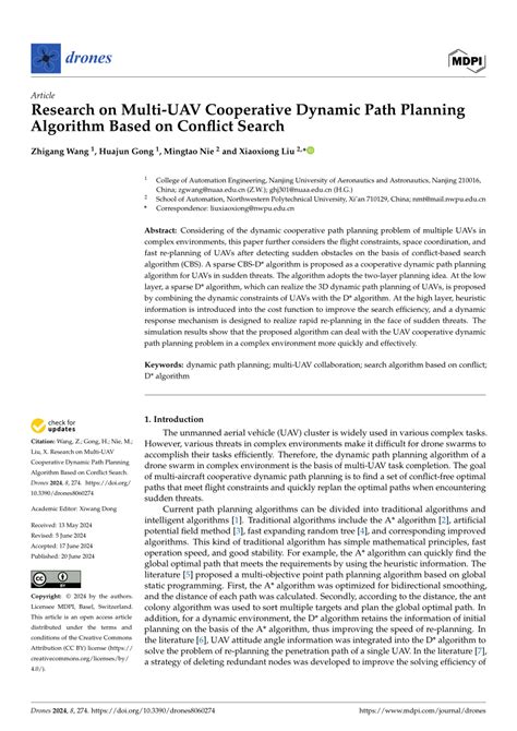 Pdf Research On Multi Uav Cooperative Dynamic Path Planning Algorithm