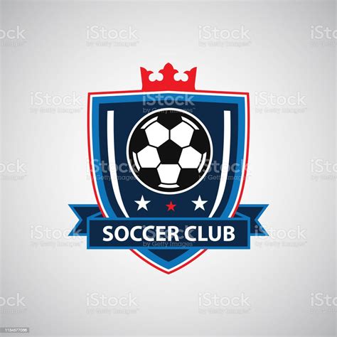 축구 축구 배지 디자인 서식 파일 흰색 배경에 고립 된 스포츠 팀 정체성 벡터 일러스트 Championship에 대한 스톡 벡터 아트 및 기타 이미지