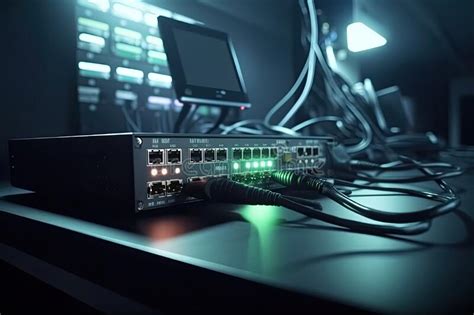 Network Cables Connected Into Switches Generative Ai Stock Illustration Illustration Of