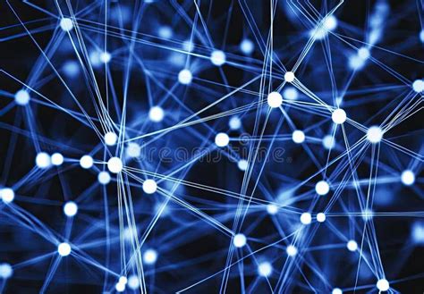 Abstract Blue Network Interconnected Nodes And Lines Stock Illustration