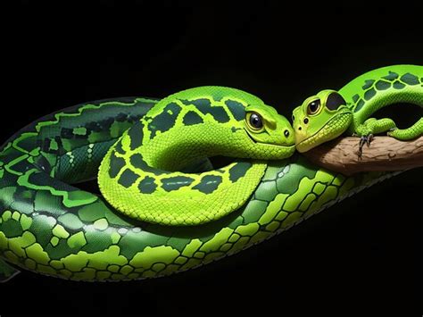 Premium Ai Image Green Tree Python Juvenile Closeup On Branch With