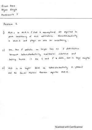 PS2 Practice problems Econ 320 Introduction to Econometrics Problem Set 2 α 10 5 1 z 1