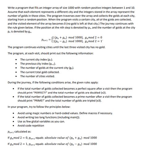 Solved Write A Program That Fills An Integer Array Of Size