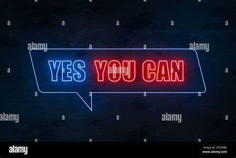 Yes You Can Yes You Can Illuminated Neon Sign In Blue And Red On A