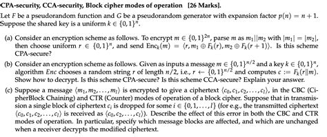Solved Cpa Security Cca Security Block Cipher Modes Of