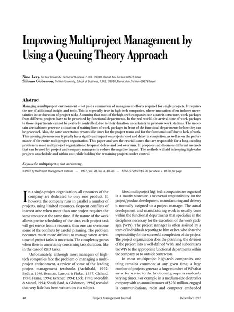 Management Using Queuing Theory Approach Pdf
