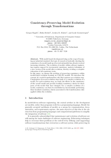 Pdf Consistency Preserving Model Evolution Through Transformations