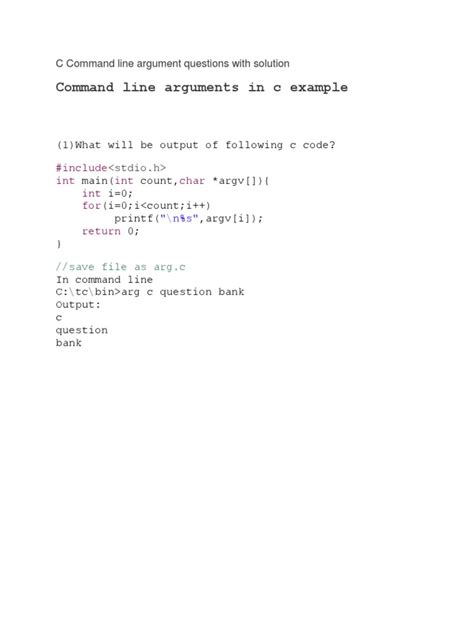 10 c command line argument questions with solution pdf c programming language command