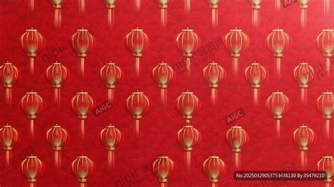 Ai创作图红色 灯笼 图案 喜庆 装饰 背景 传统 中式 元素 纹样 节日 氛围 春节 金色 花纹 昵图网