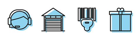 설정 라인 스캐너 스캔 바코드 연락 연산자 지원 폐쇄 창고 및 선물 상자 아이콘 벡터 0명에 대한 스톡 벡터 아트 및 기타 이미지 0명 건축하기 고객 Istock