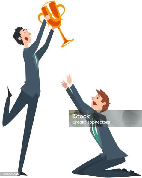 우승자 컵 행복 성공적인 사업가 사업가 들끼리 경쟁 사업 경쟁 벡터 일러스트 레이 션 개념에 대한 스톡 벡터 아트 및 기타 이미지 개념 경영자 기업 문화 Istock