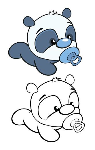 당신을 위한 귀여운 만화 캐릭터 팬더의 벡터 일러스트 레이션 디자인 및 컴퓨터 게임 색칠하기 책 윤곽선 세트 곰에 대한 스톡 벡터 아트 및 기타 이미지 Istock