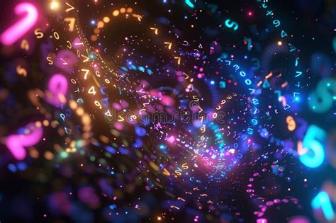 Abstract Colorful Numbers In A Swirling Vortex Stock Illustration Illustration Of Bright Neon