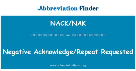 NACK NAK Definición Reconocer repetición negativa solicitado Negative Acknowledge Repeat