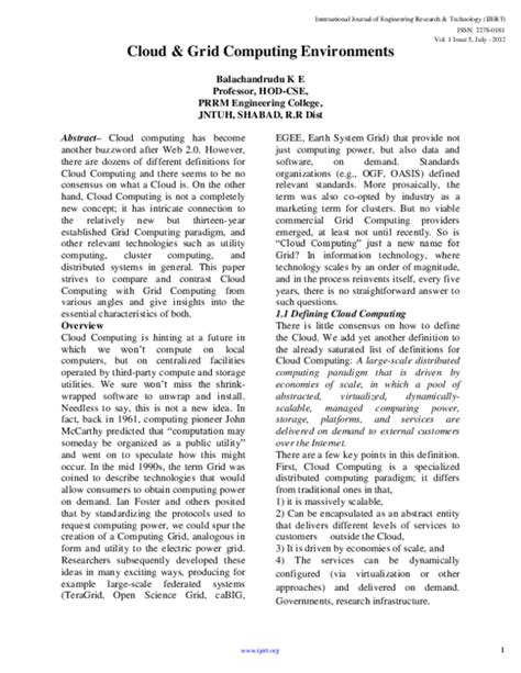 Pdf Ijert Cloud And Grid Computing Environments