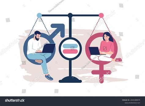 Gender Equality Concept Men Women Character Stock Vector Royalty Free