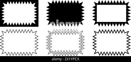 Set Of Rectangle Frames With Zig Zag Borders Picture Or Mirror Rectangular Shapes With Jagged