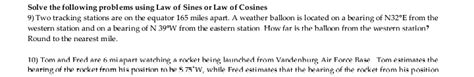 solved solve the following problems using law of sines or