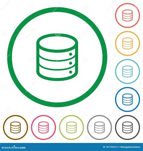 Database Outlined Flat Icons Stock Vector Illustration Of Button Rows 107766414