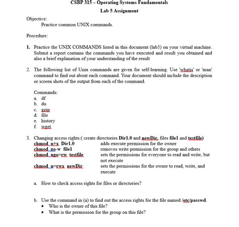 Solved Csbp 315 Operating Systems Fundamentals Lab 5