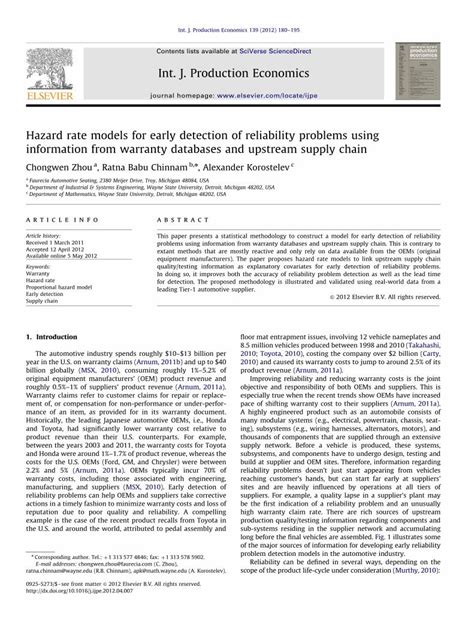 Pdf Hazard Rate Models For Early Detection Of Reliability Problems