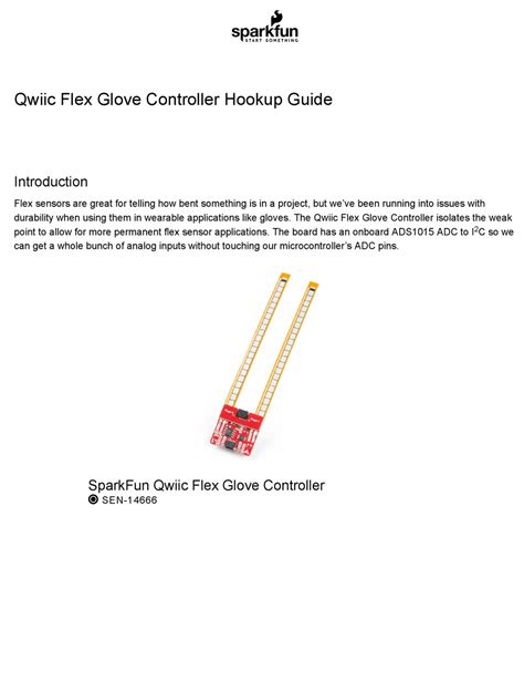 Sparkfun Qwiic Flex Glove Controller Sen 14666 Hook Up Manual Pdf