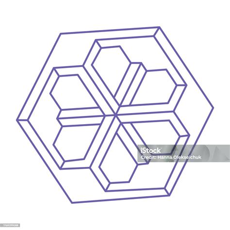 불가능한 모양 신성한 기하학 인물 착시 추상적인 영원한 기하학적 물체 불가능한 끝없는 윤곽선 광학 예술 흰색 배경에 불가능한 기하학 모양입니다 에셔 스타일 3차원 형태에