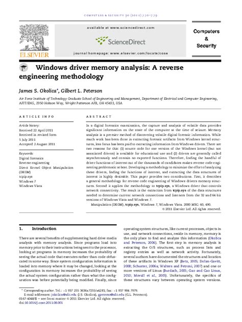 Pdf Windows Driver Memory Analysis A Reverse Engineering Methodology