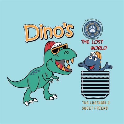 Симпатичная мультяшная векторная иллюстрация динозавра Премиум вектор