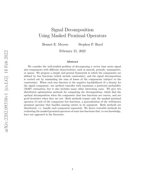 Pdf Signal Decomposition Using Masked Proximal Operators Researchgate