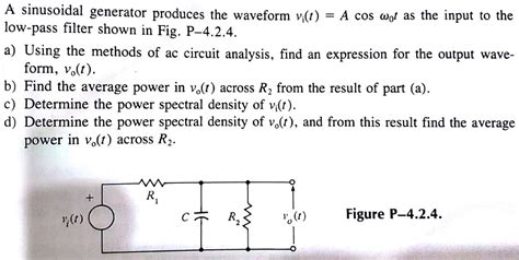 Solved A Sinusoidal Generator Produces The Waveform V T A Chegg