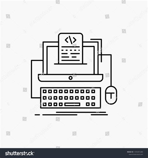 code coding computer monoblock screen line stock vector royalty free