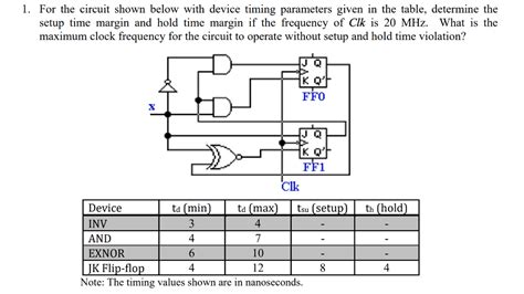 Solved 1 For The Circuit Shown Below With Device Timing